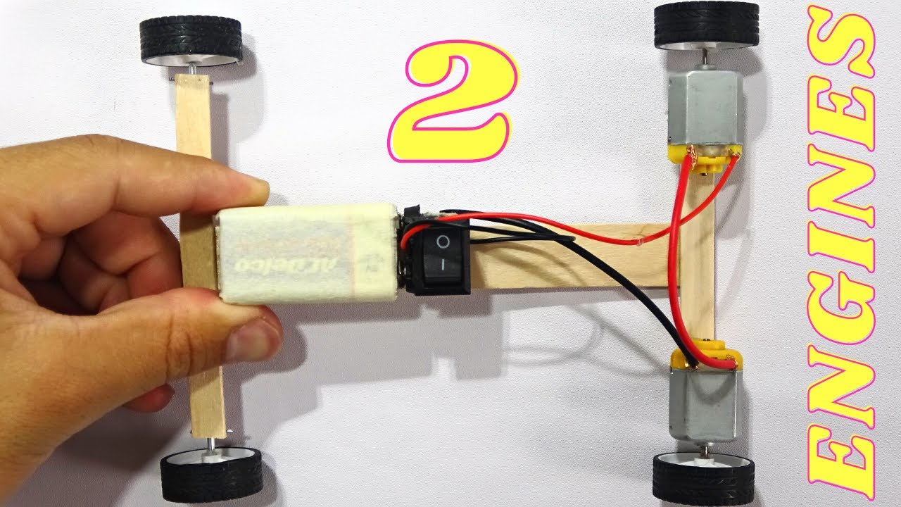 STEP BY STEP 2X4 DC MOTOR CAR | HOW TO MAKE A VERY SIMPLE BATTERY CAR ...