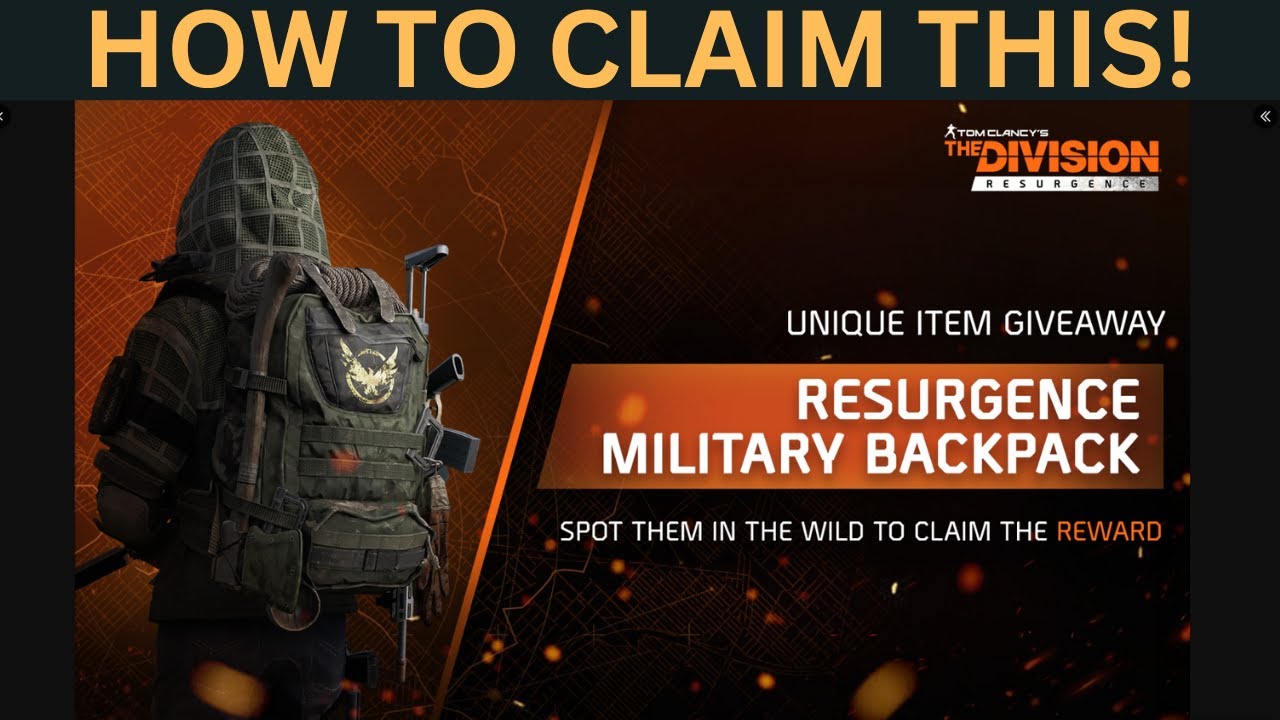 The Division 2/Resurgence - HOW TO CLAIM THIS EXCLUSIVE BACKPACK! - YouTube
