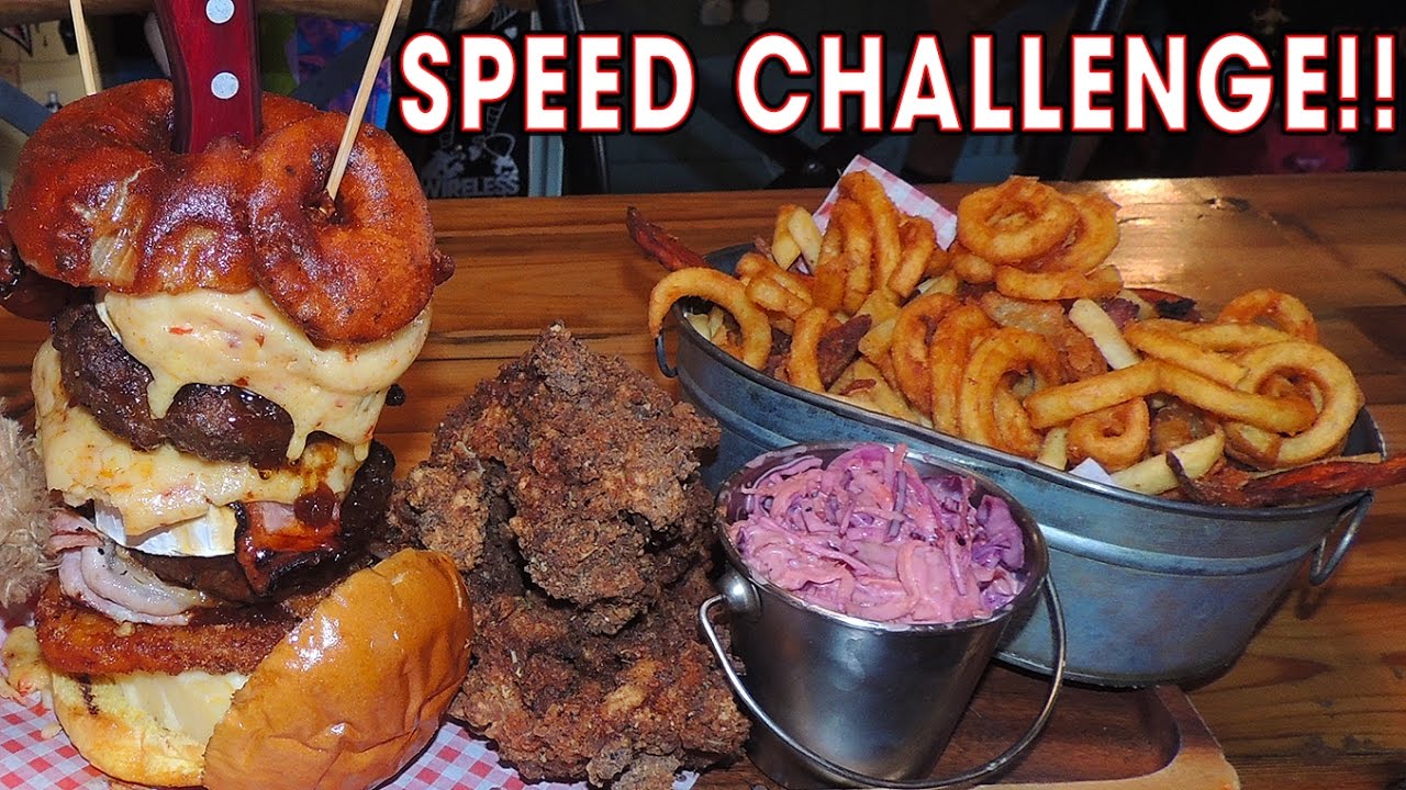Pattersons' Fried Chicken and Cheeseburger Challenge!! - YouTube
