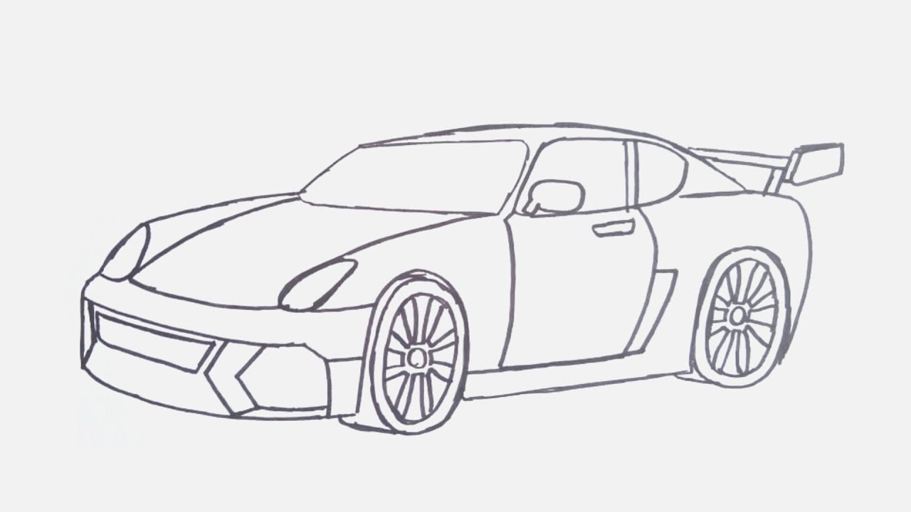 cara menggambar mobil balap - menggambar mobil porsche - YouTube