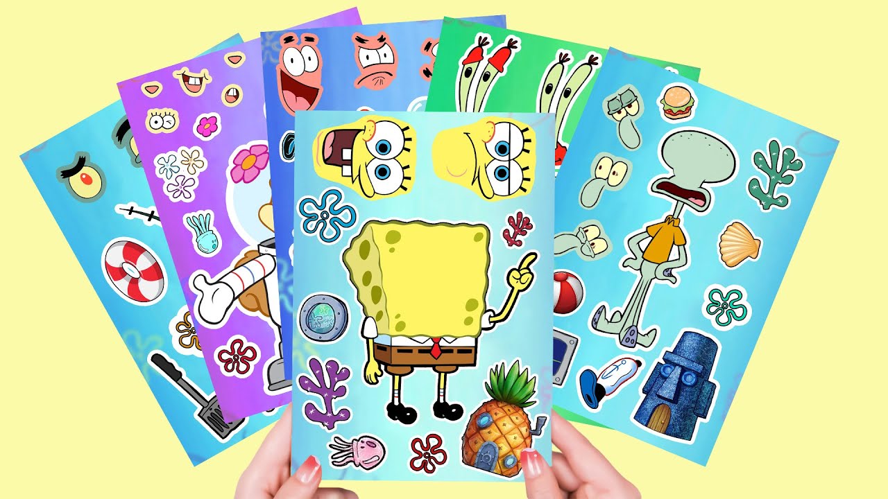 [Toy ASMR] NEW SpongeBob Squarepants Sticker Book 🧽 스폰지밥 스티커북 꾸미기🦀 ASMR ...