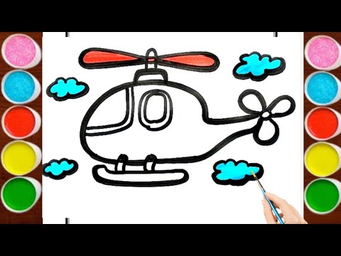 Helicopter drawing for kids | Colouring painting | How to draw ...
