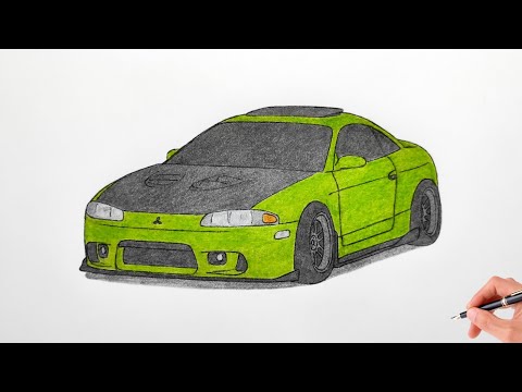 How to draw a MITSUBISHI ECLIPSE 1995 / drawing mitsubishi eclipse 1999 ...
