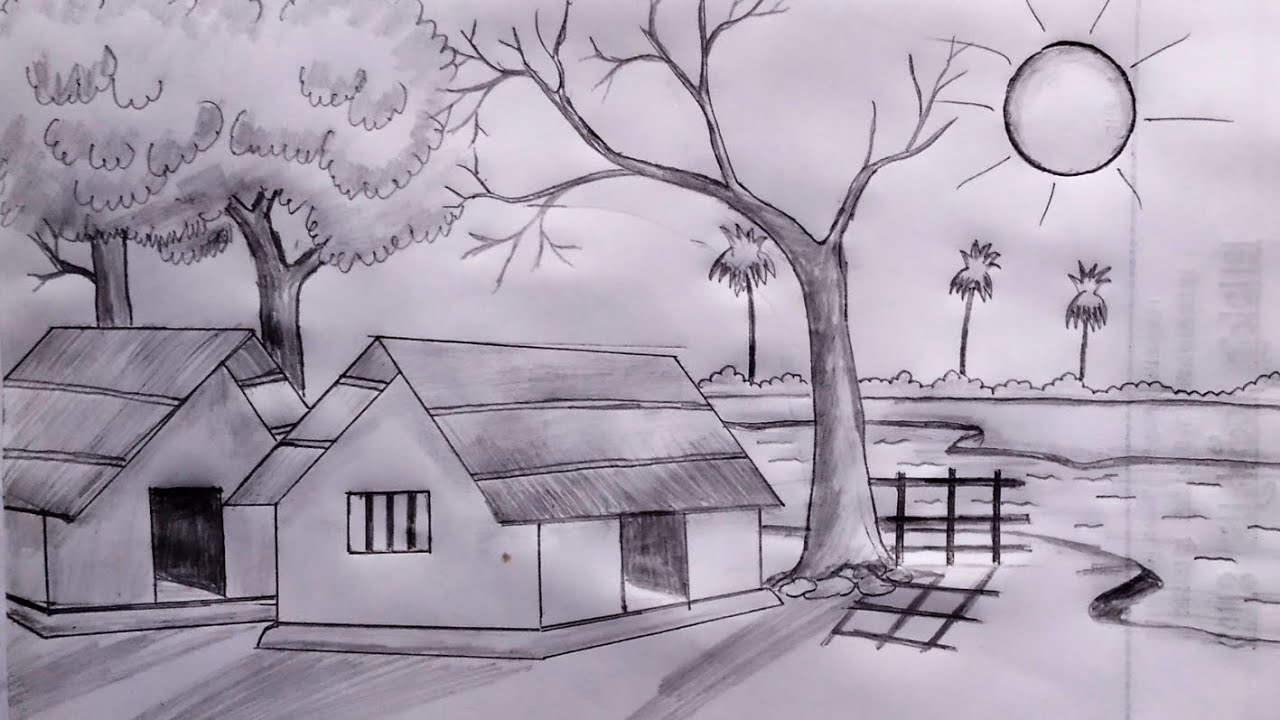 How to draw scenery of light and shadow pincil sketch//art#drawing ...