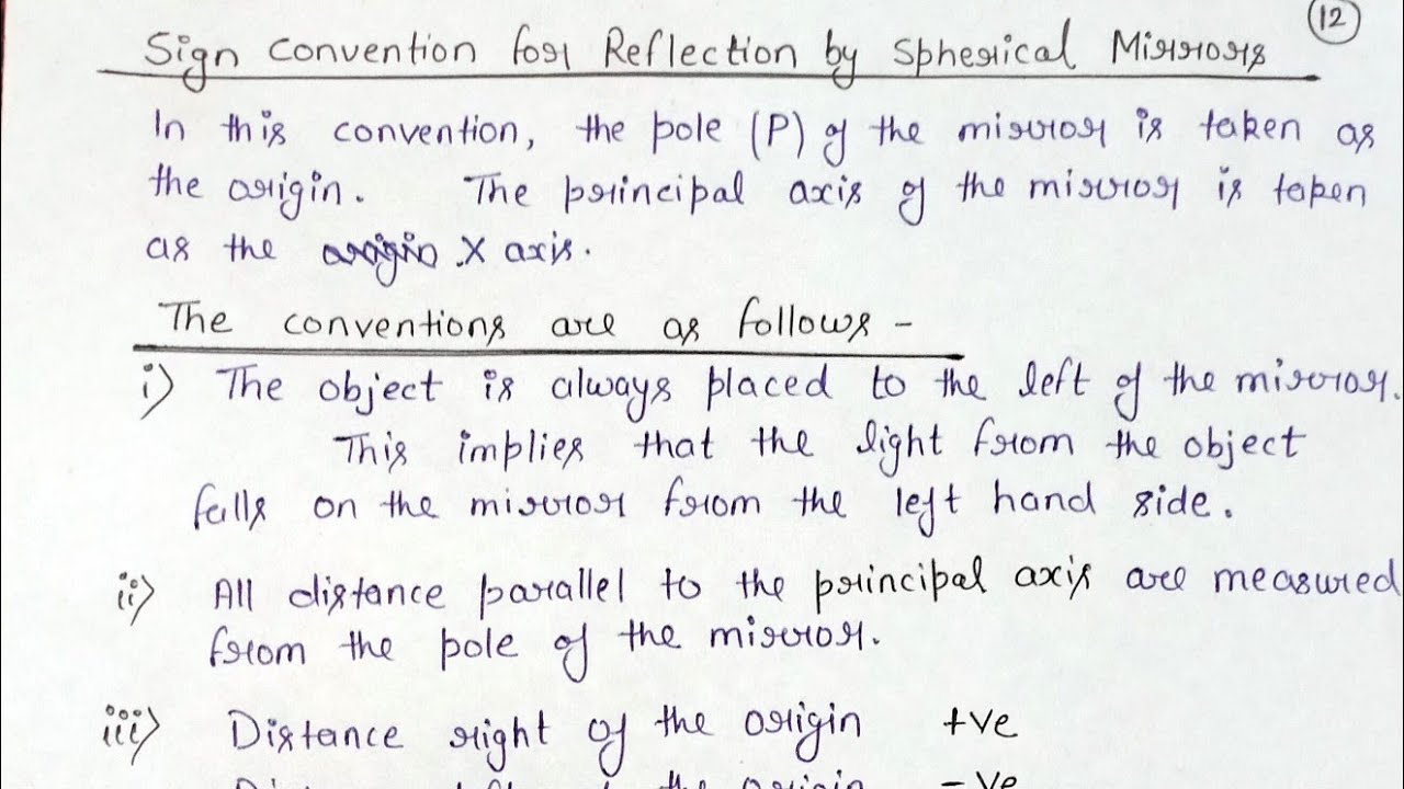 7. Sign Convention Light Reflection And Refraction Notes Class 10th ...