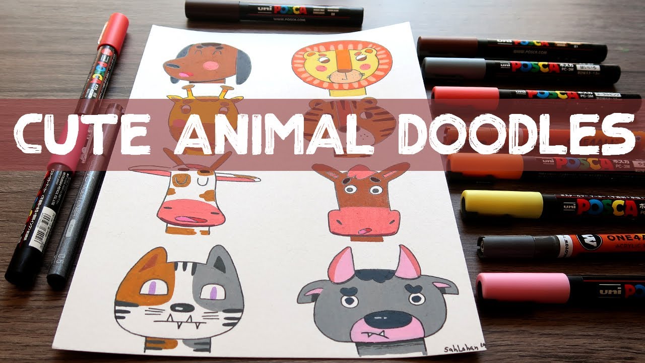 How to Draw Animals Cute Doodle | Doodle Sketches With Posca Paint Pens ...
