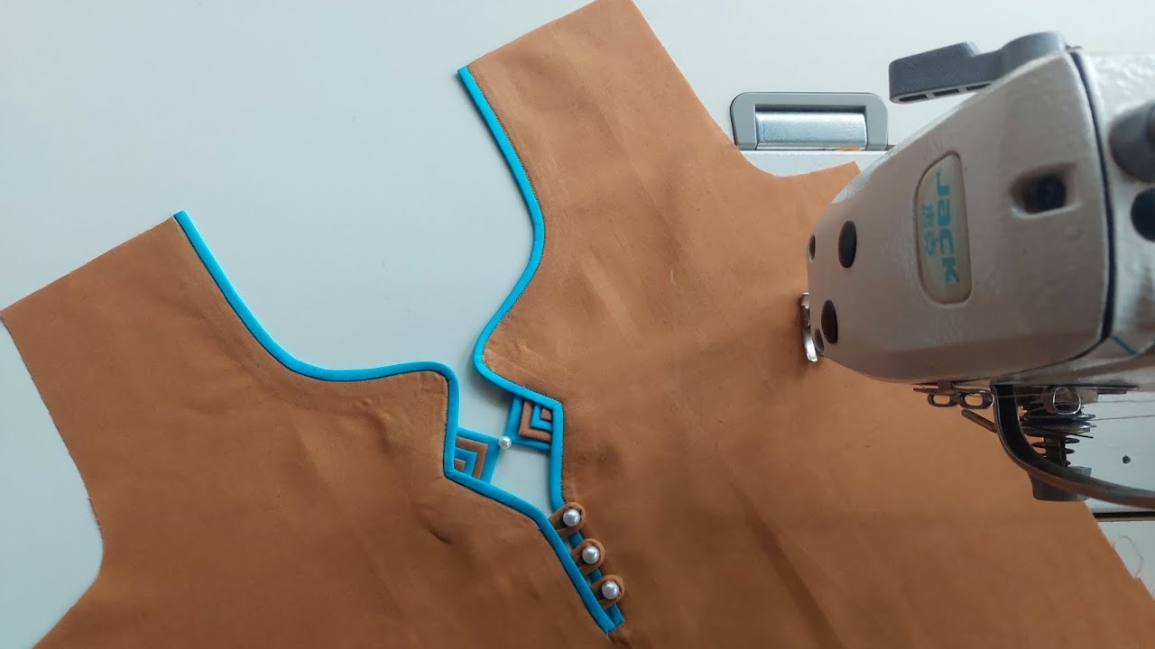 Creative piping neck design cutting and sewing - YouTube