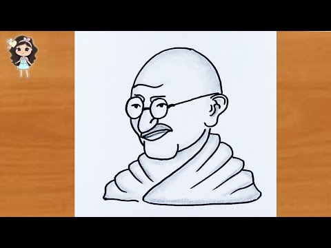 How to draw Gandhi very easy|| Gandhiji drawing| how to draw Gandhi ...