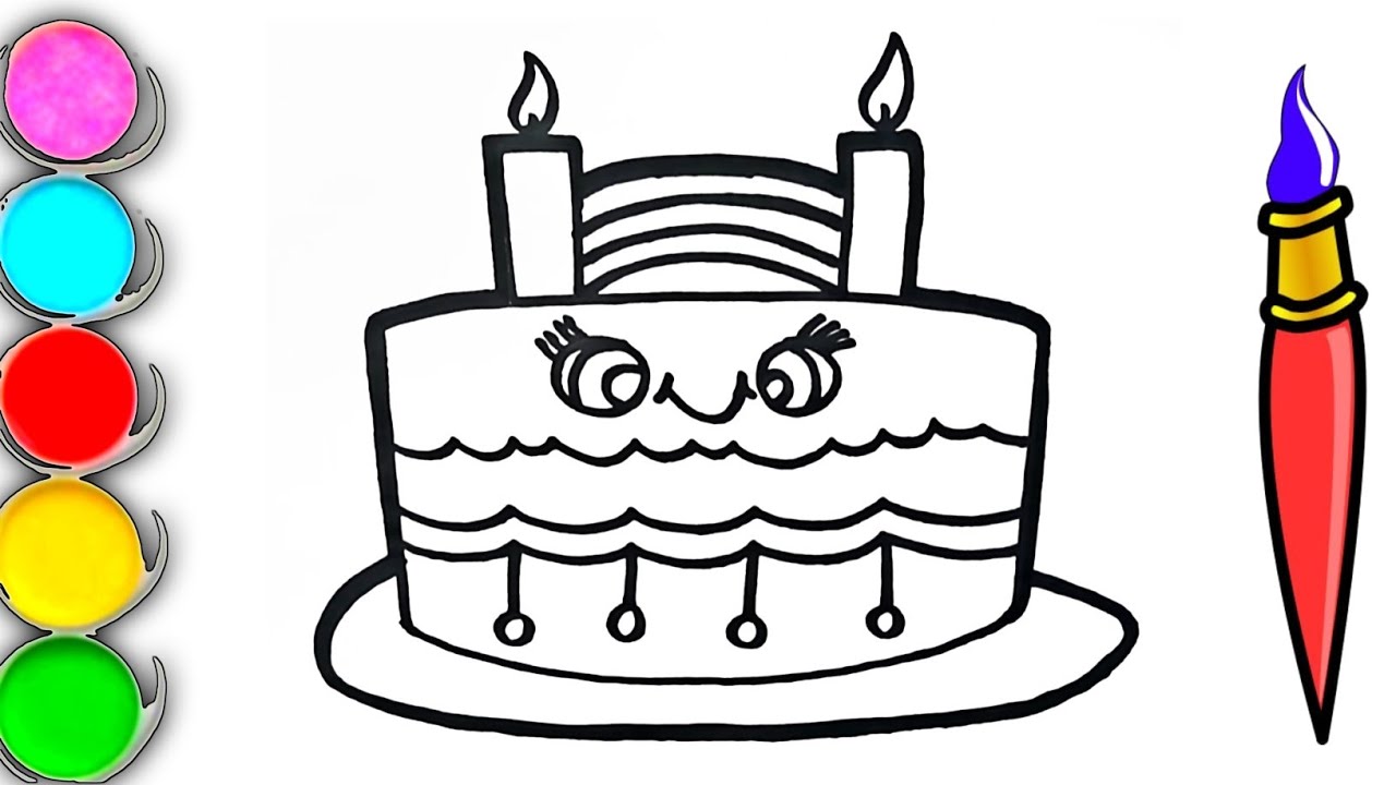 Beautiful cake drawing for kids and toddlers | How to draw birthday ...