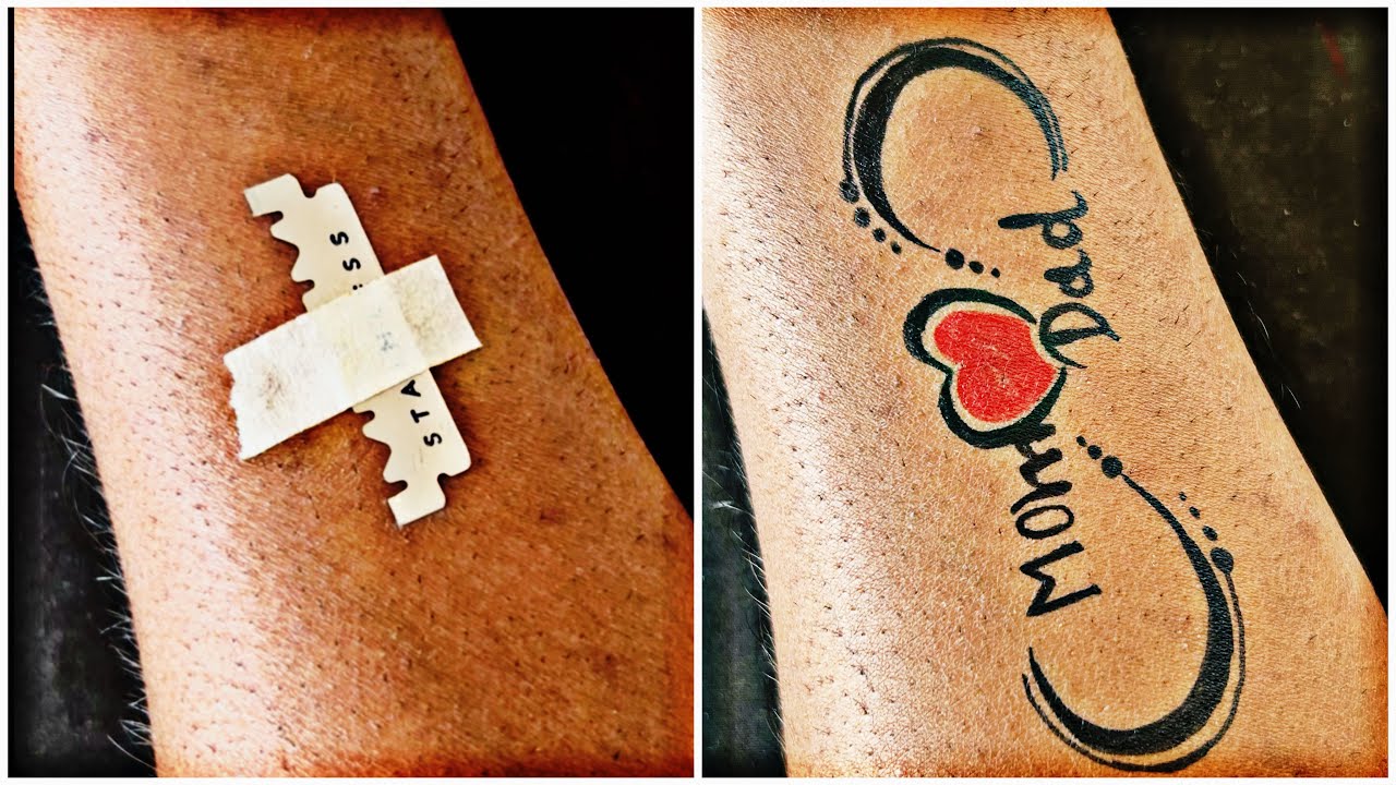 How to make// amazing mom Dad and blade trick A letter tattoo// #viral ...