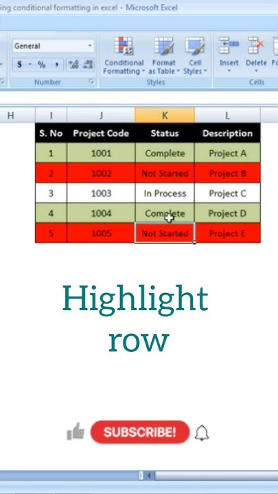Highlight row using conditional formatting in excel #shorts - YouTube