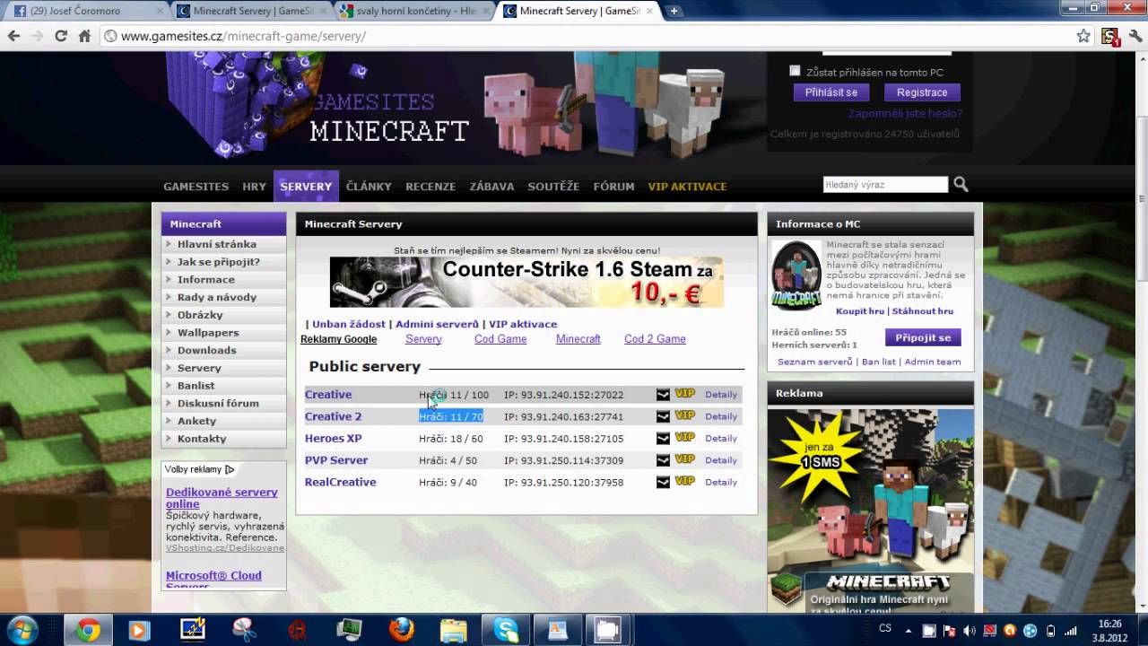 minecraft server gamesites - YouTube