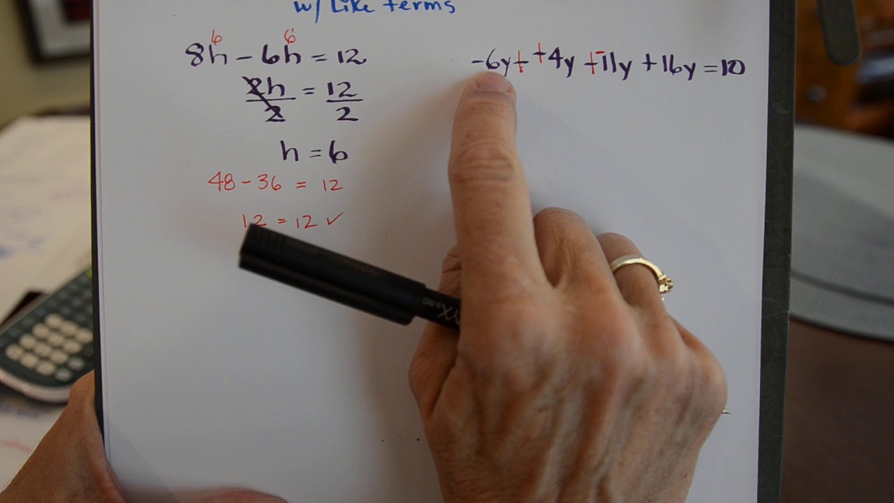 Solving Equations with Like Terms - YouTube