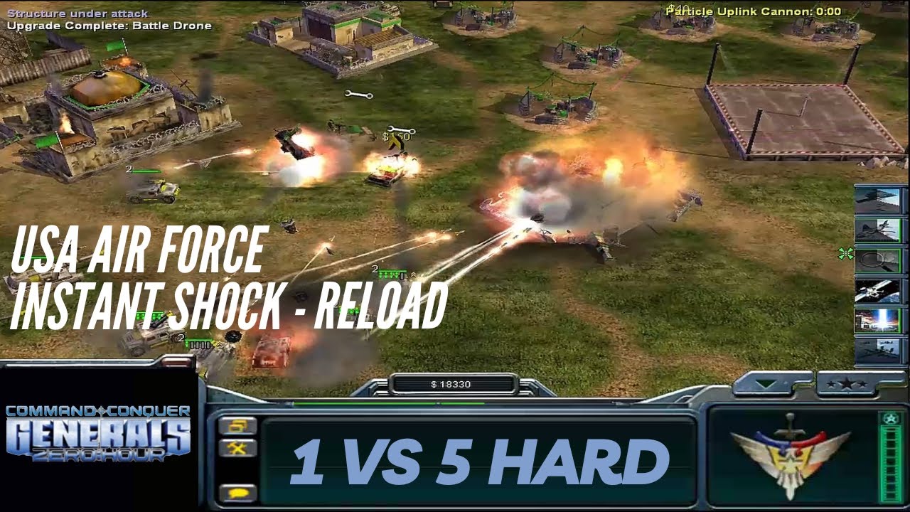 Reload, USA Air Force : 1 Vs 5 Hard Command & Conquer Generals Zero ...