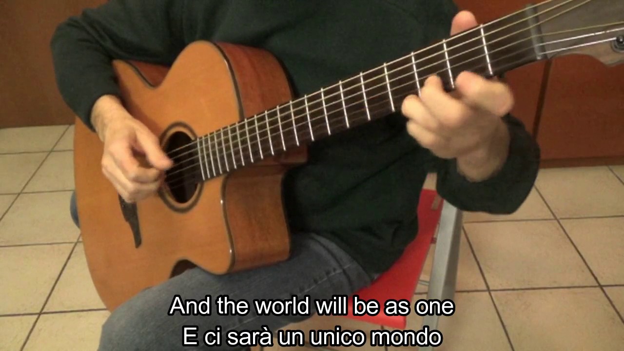 "Imagine" (solo guitar) lyrics ITA/ENG on screen