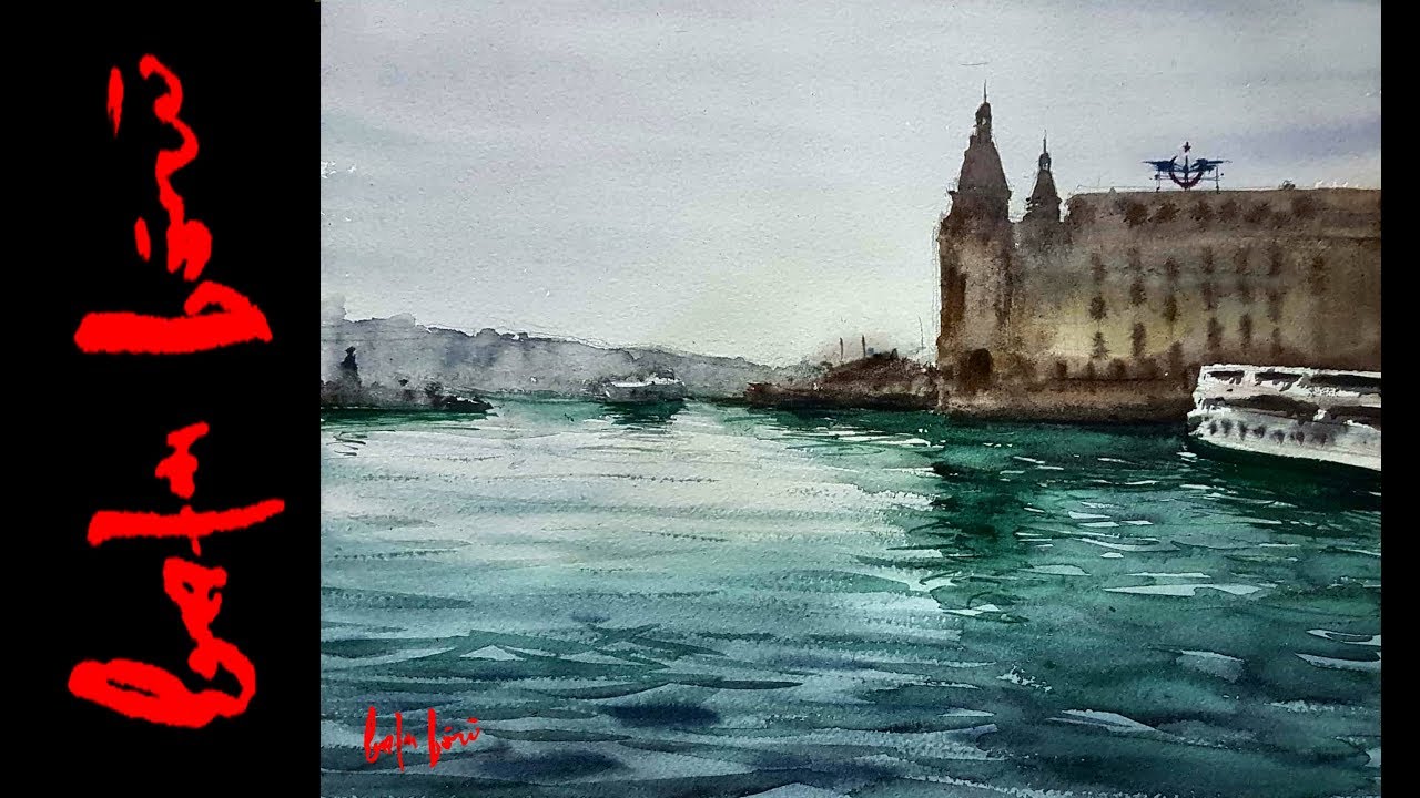 How to Paint Reflections on Water - Watercolor Painting Demo (Long ...