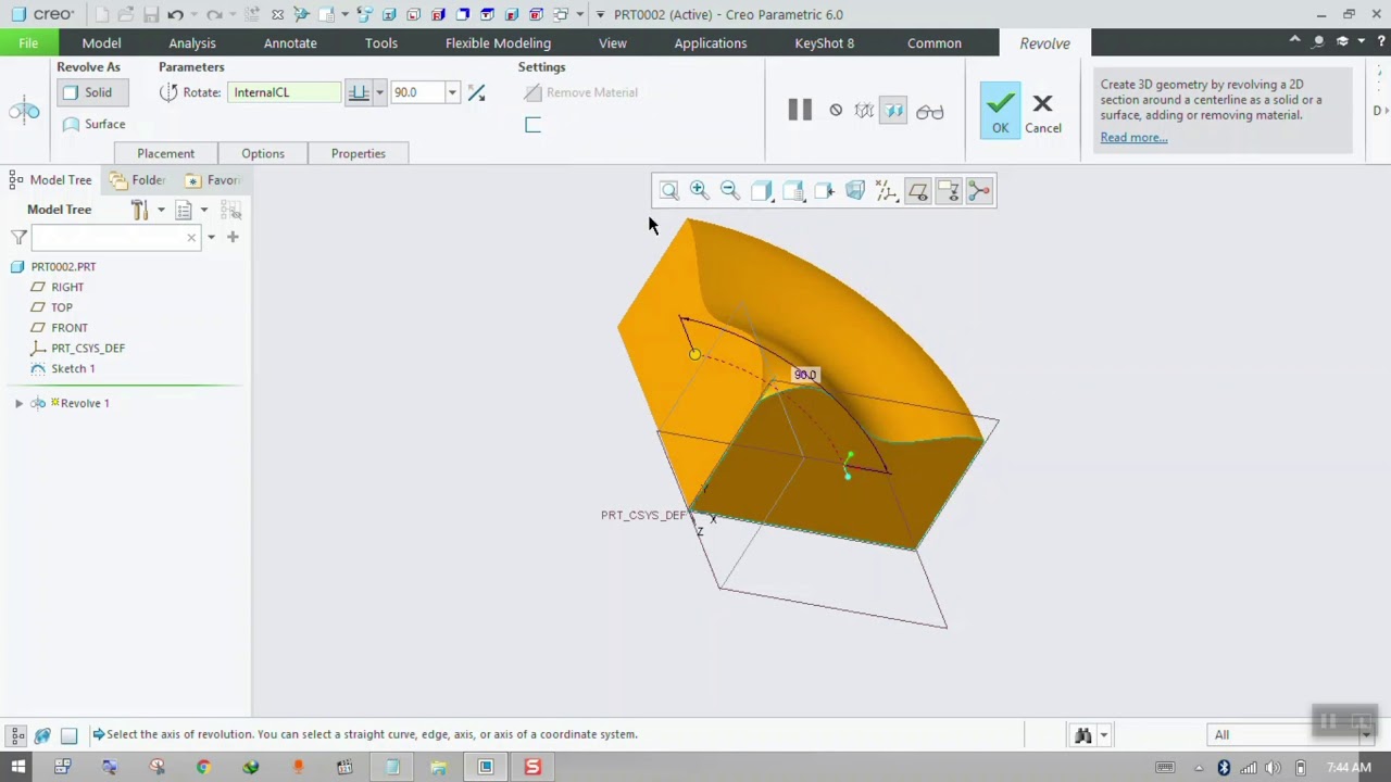 how to use Revolve tool in creo 6 || class_5 - YouTube