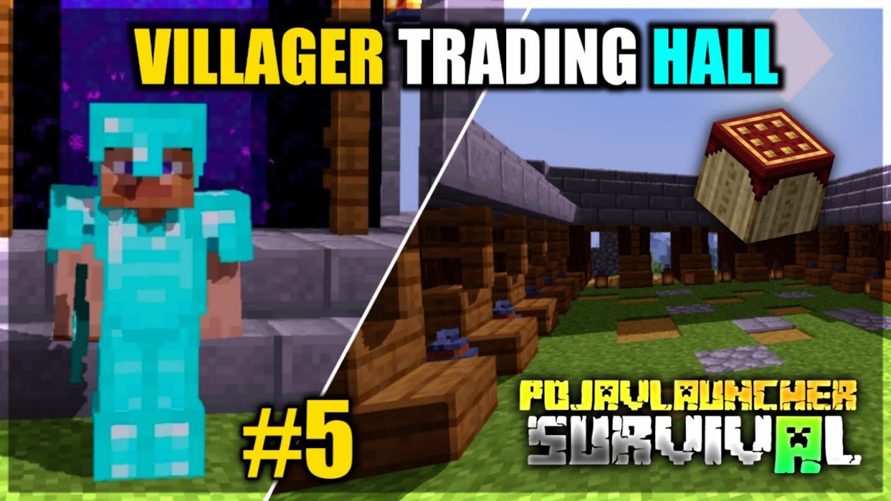 I Made Villager Trading Hall & Nether Portal In Pojavlauncher Survival ...