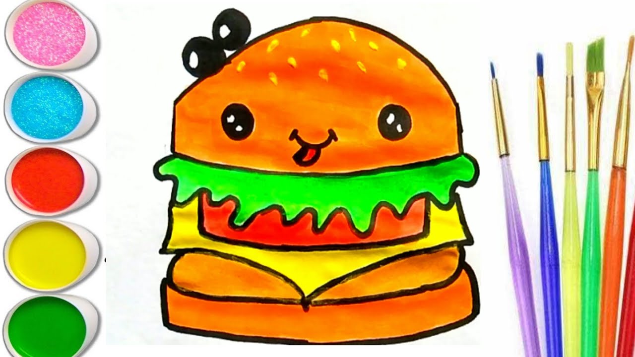how to draw a cheeseburger 🍔| burger drawing easy step-by-step ...