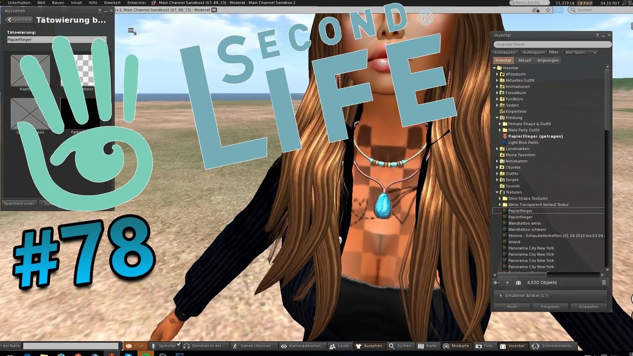 Let's Play Second Life #78 - Tutorial Tattoos erstellen - YouTube