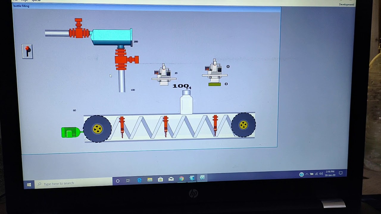 Bottle filling plant in scada intouch wonderware - YouTube