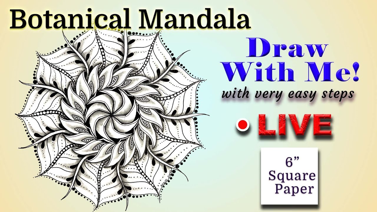 How to draw a Botanical Mandala with easy steps - Draw Along ...