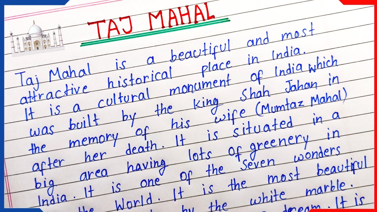 Essay on Taj Mahal || English paragraph on Taj Mahal || Short essay on ...
