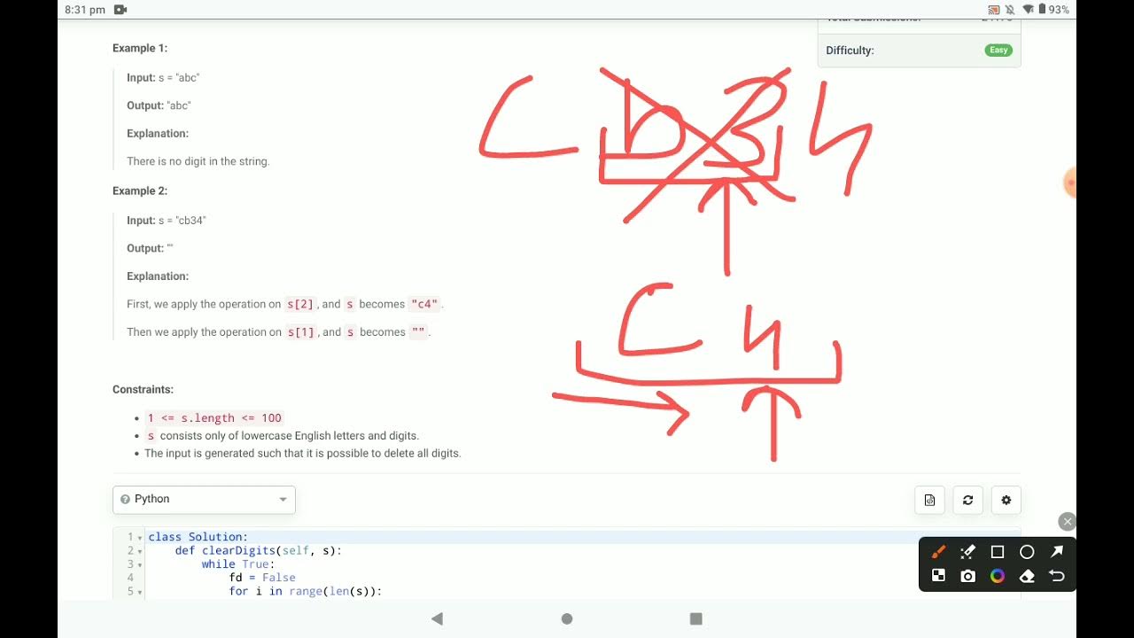 Clear Digits Leetcode Biweekly Contest 132 Solution Youtube