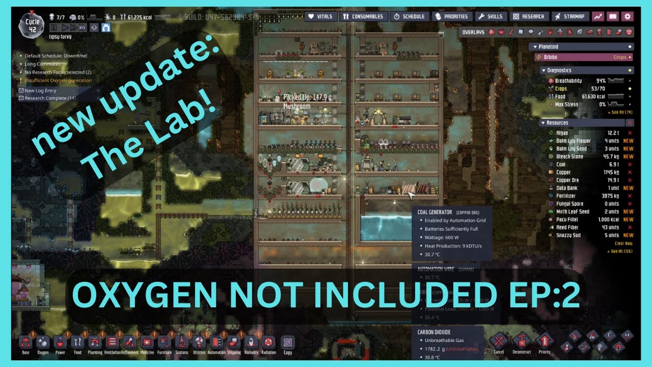 OXYGEN NOT INCLUDED - THE LAB?!?! EP: 2 increasing science! - YouTube