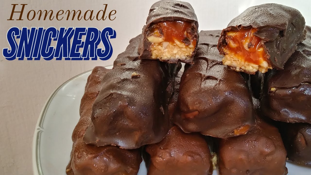 How To Make Homemade Snickers/Snickers Recipe/Peanut Caramel Chocolate ...