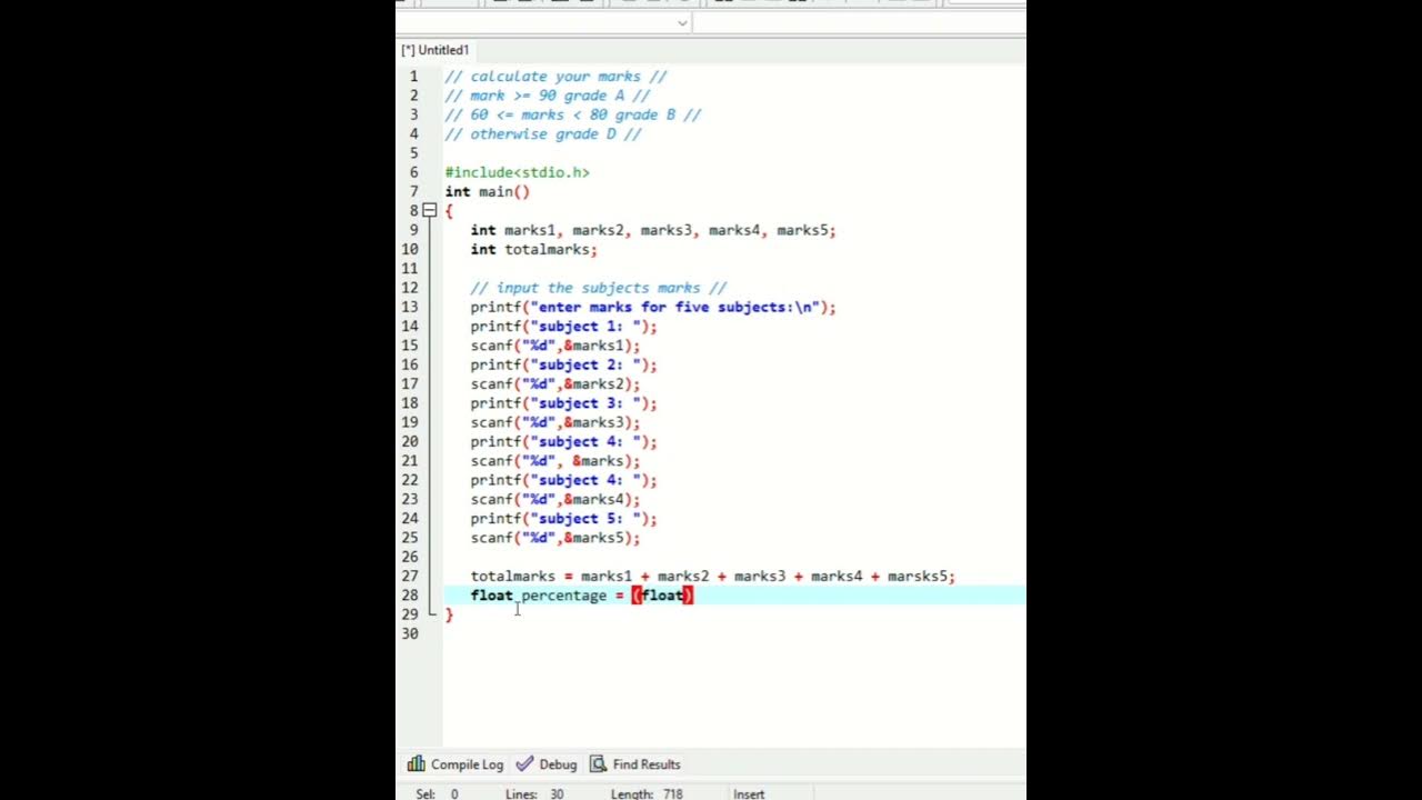 calculate your percentage using c language|| #coding #programming - YouTube
