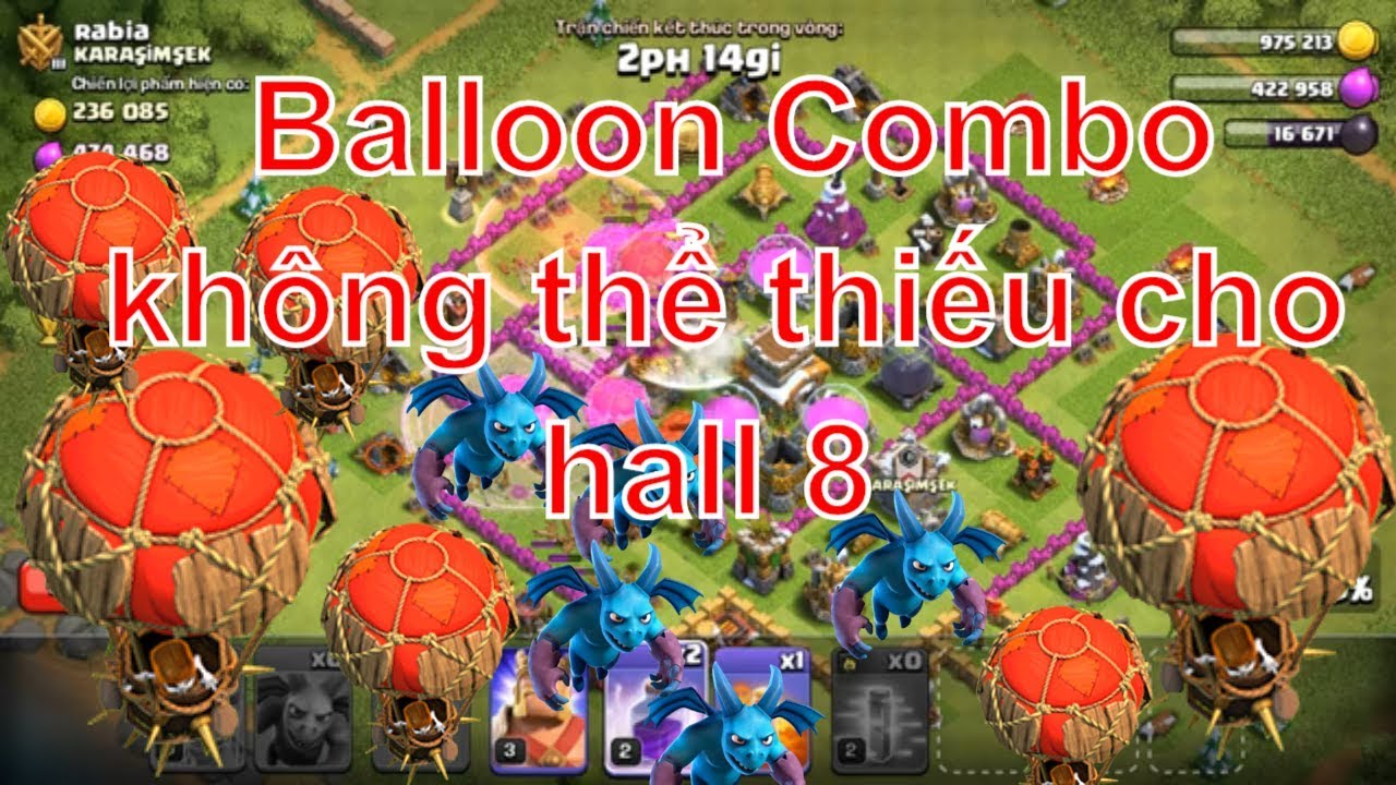 NMT | Clash of clans | Combo balloon đi farm cho hall 8 - YouTube