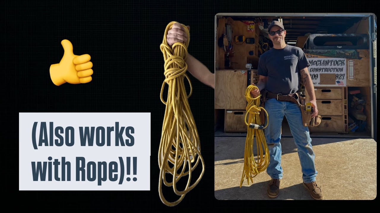How to roll up an extension cord (tradesmen) - YouTube
