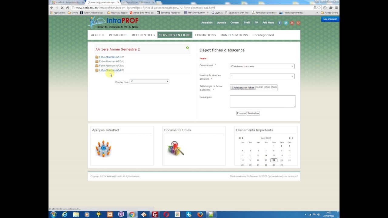 Application IntraProf:Gestion Fiches Absence - YouTube