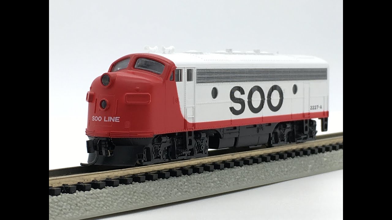 N Scale Kato Soo Line EMD F7 Diesel Locomotive Demo - YouTube