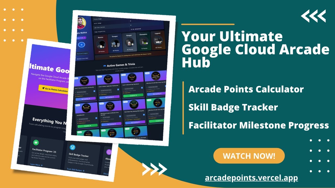 Introducing Your Ultimate Google Cloud Arcade Hub⚡Arcade Points Calculator || Track Your ...