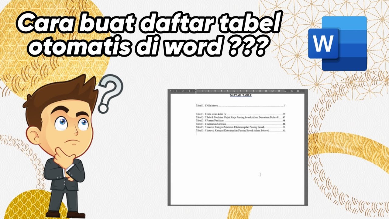 Cara membuat daftar tabel otomatis di Ms. Word - YouTube