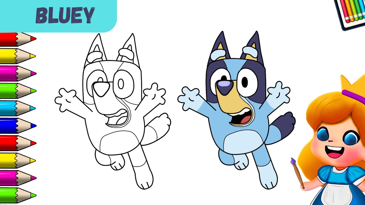 How to draw Bluey 🐶 | Easy and fun drawing tutorial for kids 🎨 | Bluey ...