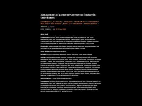 Management of paracondylar process fracture in three horses - YouTube