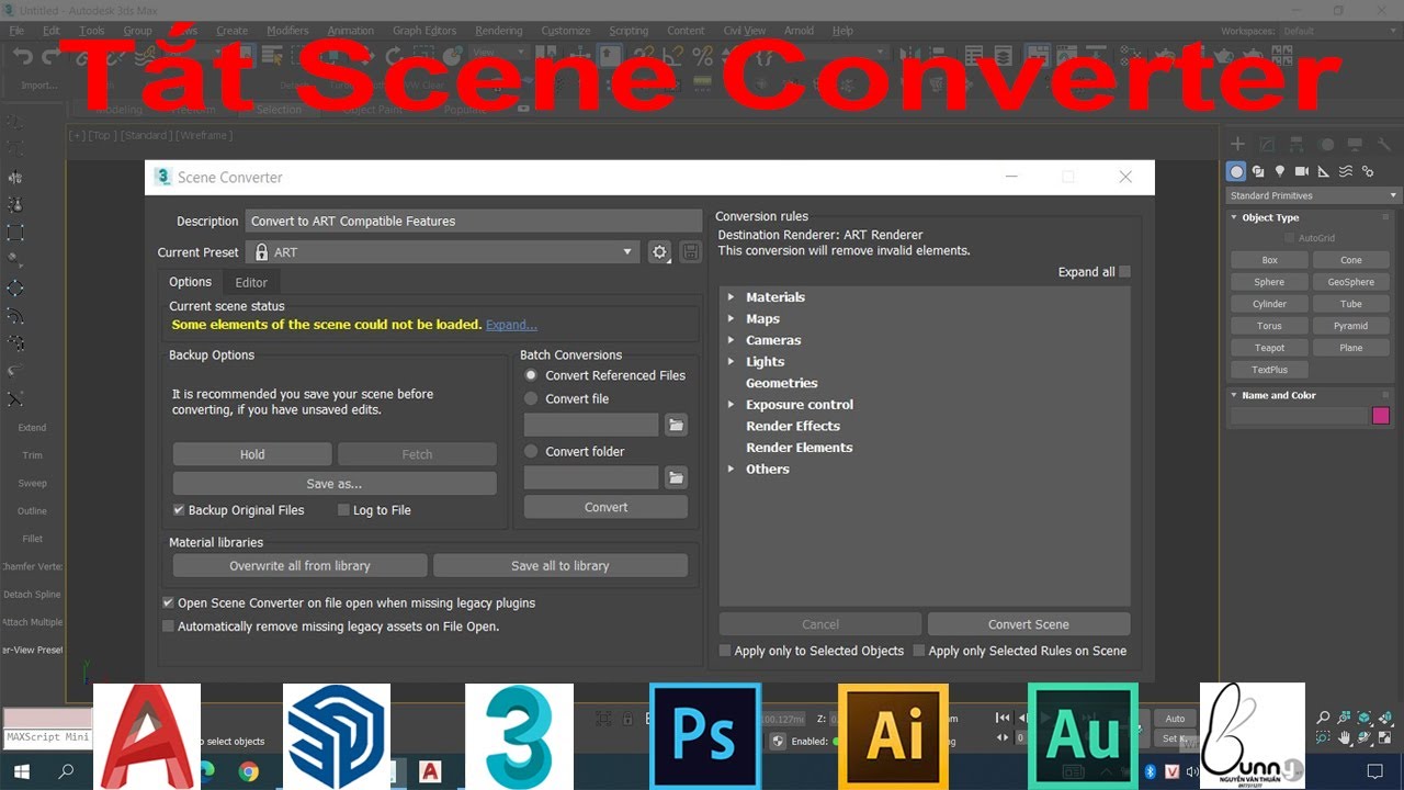 Cách tắt bảng sense converter 3dsmax | Tắt bảng chuyển đổi cảnh trong ...