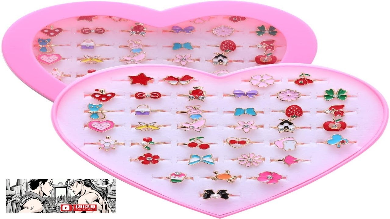 36pcs Little Girl Jewel Rings Adjustable No Duplication Kids Play Rings ...