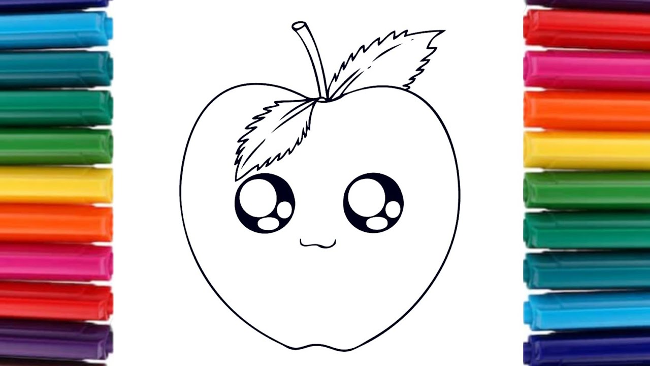 Apple And Marker Pencil Colouring for kids and Toddlers#fruits #apple # ...