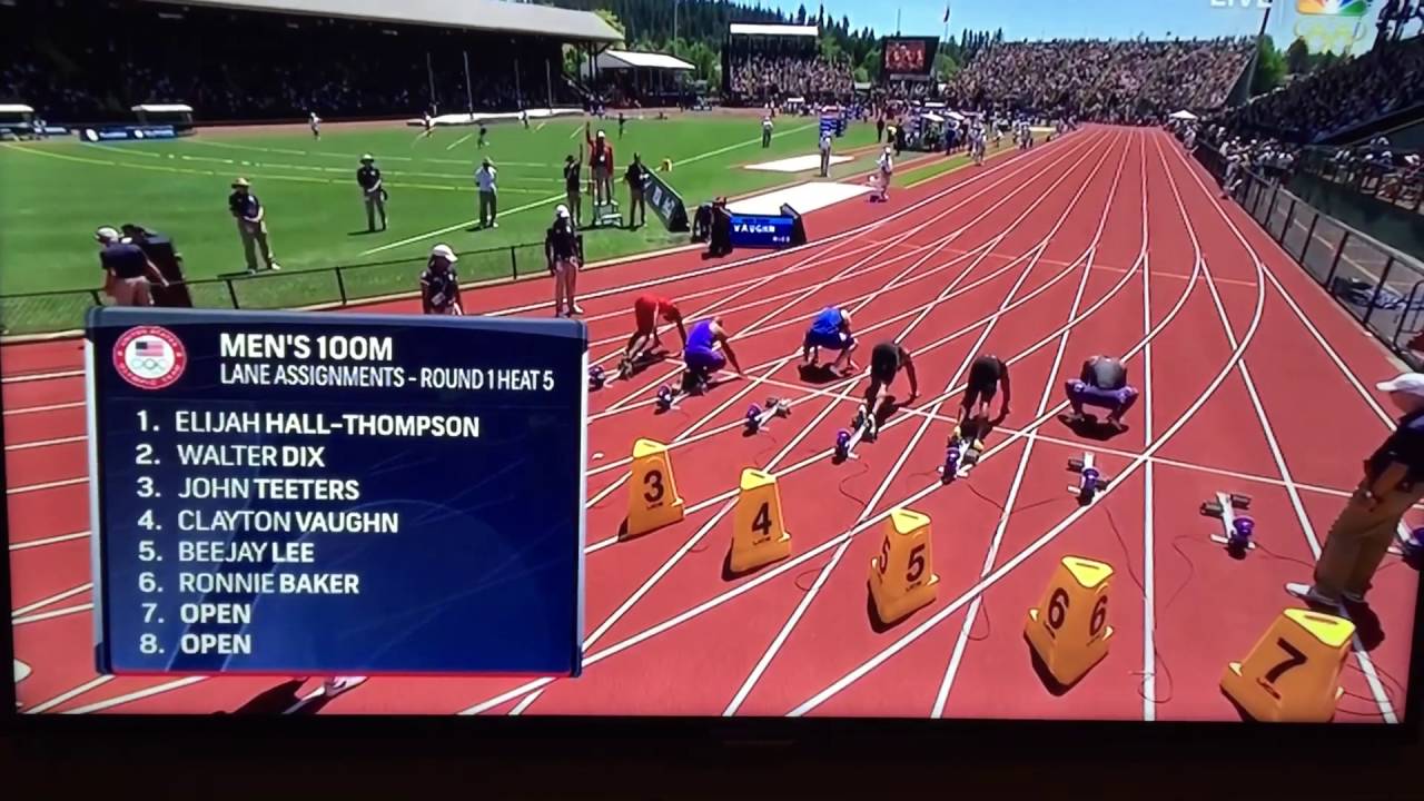 CL stars Eli Hall-Thompson 100m prelim Olympic trials 2016 - YouTube