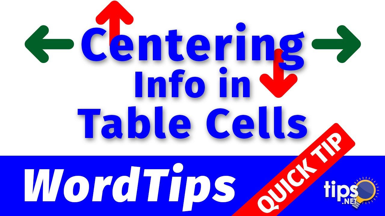 Centering Information in Table Cells - YouTube
