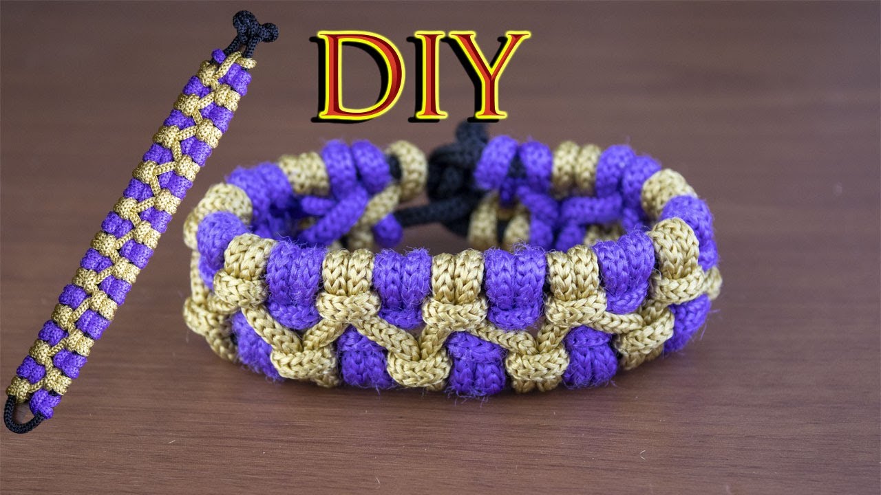 Crossed chain sennit paracord bracelet without buckle/ DIY - YouTube