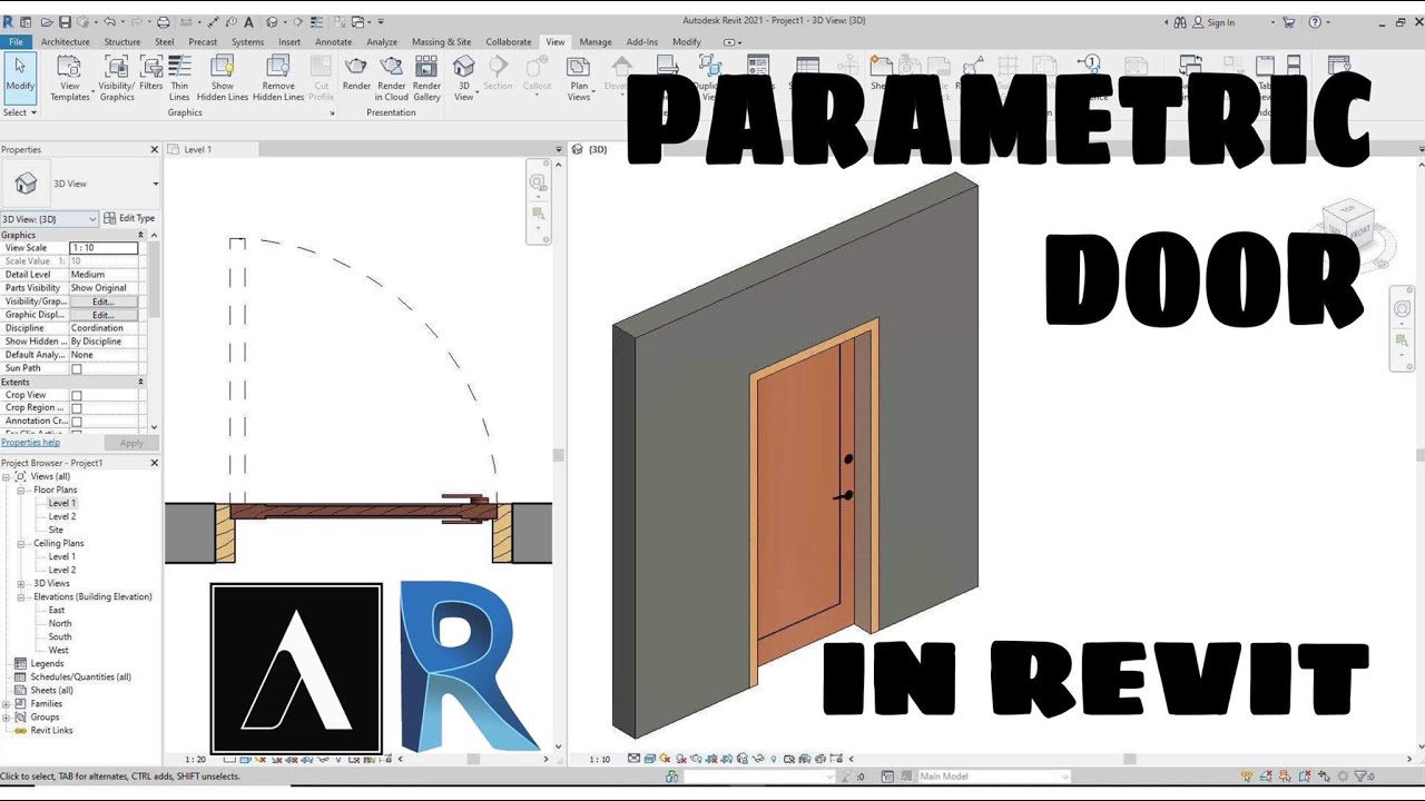Parametric Door Tutorial That Can Be Opened & Closed - REVIT 2021 - YouTube