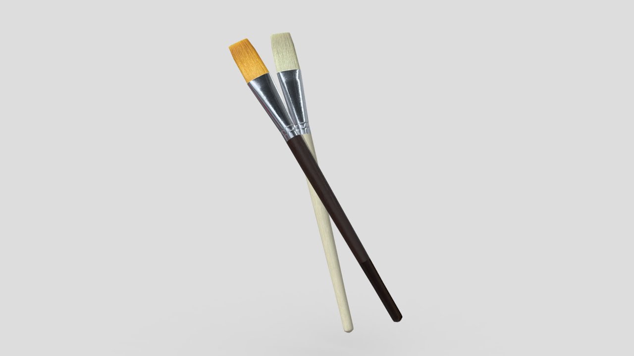 Paint Brush - low poly PBR 3d model - YouTube