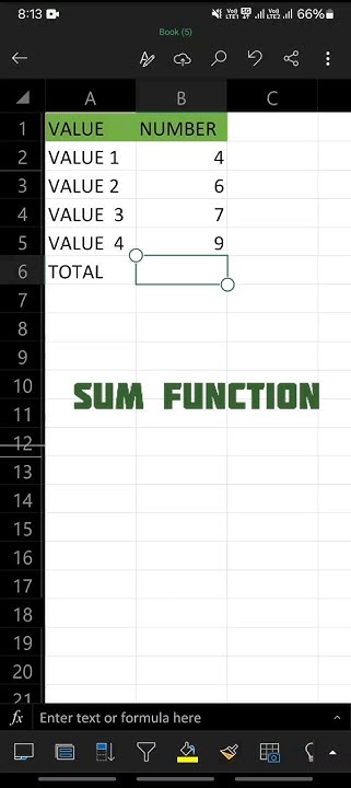 Mobile Excel How To Add Numbers Using Sum Formula Excelformula Sumformula Sumfunction Youtube