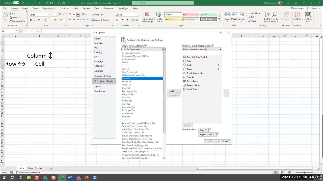 Scholarly Snippets Excel Fundamentals Part1 - YouTube