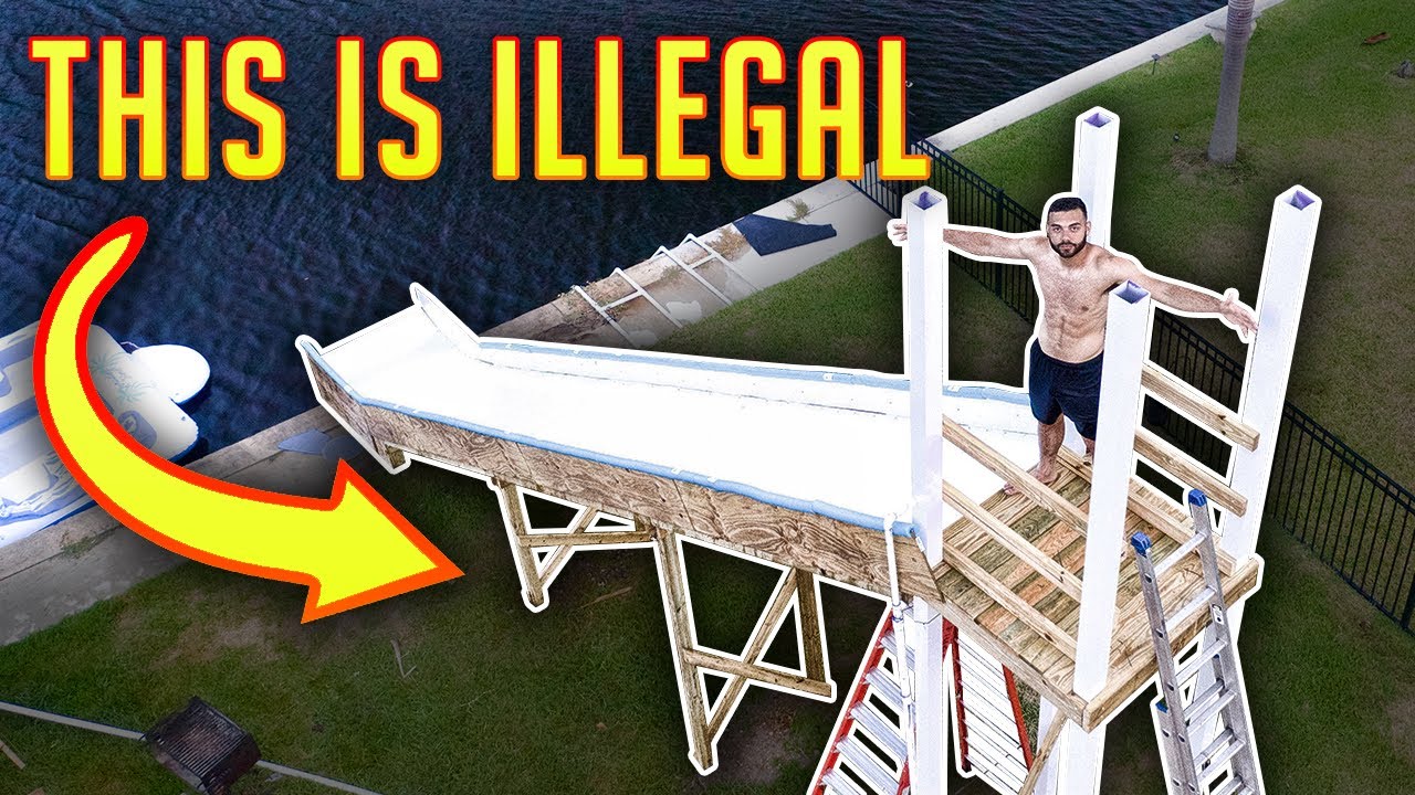 We Built A 30ft Water Slide INTO THE OCEAN, In 5 Hours ?! - YouTube